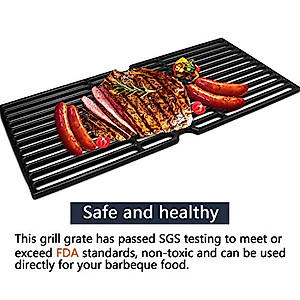 Hongso 19 1/16 x 28 Inch Porcelain Coated Cast Iron Grill Grates Grids Replacement Parts for Brinkmann 810-1750-S, 810-1751-S, 810-3752-F, 810-6570-F, 810-3551-0, Gas Grill Models, Set of 3 (PCB006)