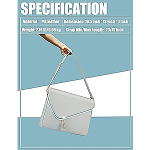 Leather Laptop Bag for Women 15.6 inch, MATEIN Messenger Bags Professional Office Work Briefcase Waterproof Business Computer Case, Stylish College Satchel Lady Crossbody Shoulder Bag for Travel, Grey