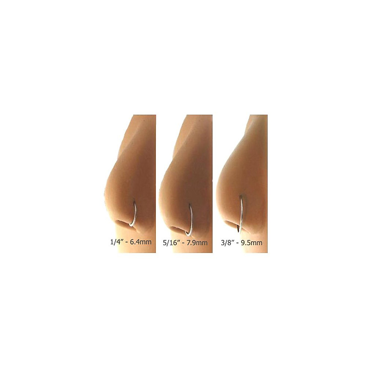 316L Surgical Steel Black-Tone Open Nose Ring 9/32" - 7mm Hoop 18G