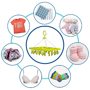 Artmoon Remark Laundry Drying Hanging Rack with 24 Clips - Strong Clothespins (15.2 X 11.6 X 13.8) | Indoor Outdoor Airer Dryer for Drying Baby Clothes, Lingerie, Underwear, Hat, Scarf, Socks, Gloves