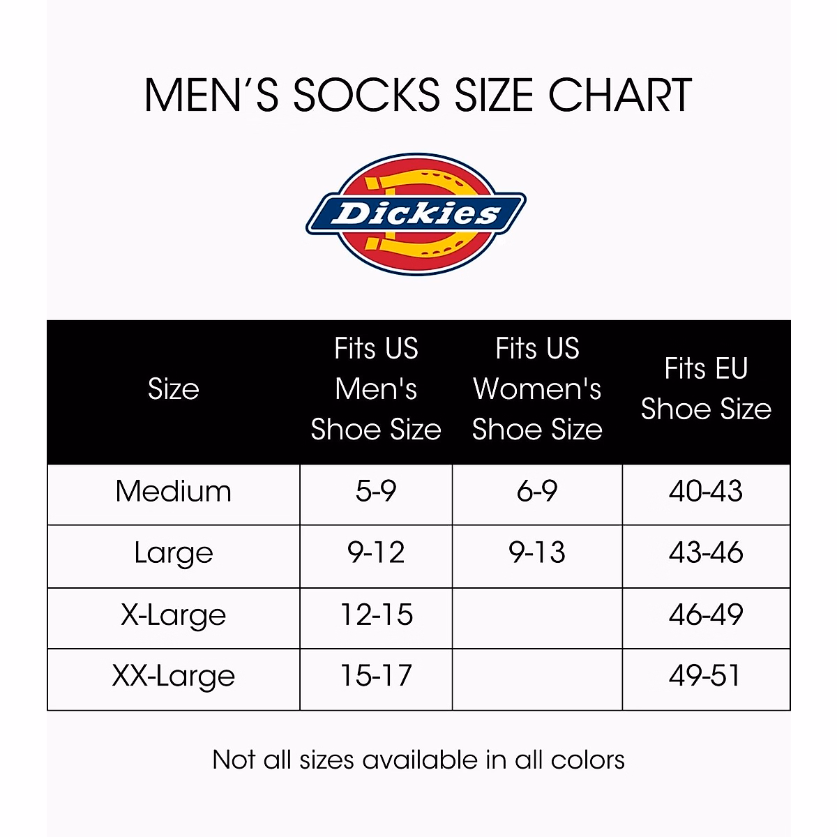 Dickies Men's All Purpose Cushion Crew Socks, Available in M-XL (6, 12, White (6 Pairs), Large