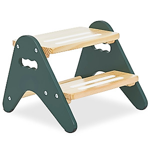 Dream On Me JPMA Certified Skyward Multipurpose Kids Step Stool with Anti-Slip Base, Greenguard Gold Certified, Made of Sustainable New Zealand Pinewood in Olive