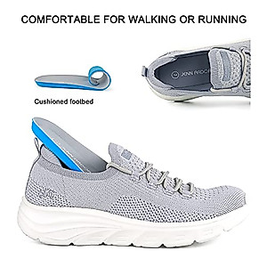 JENN ARDOR Womens Slip On Sneakers Walking Tennis Shoes Fashion Lightweight Casual Lace Up Running Sneakers for Gym Ladies Breathable Mesh Comfortable Grey 7