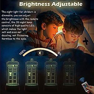 3D LED Night Light Police Box Tardis Touch Remote Control with 16 Color Gradient and Flash Creative Call Box Desk Lamp Home Bedroom Deco Sleep Boy Birthday Gift Best Toy