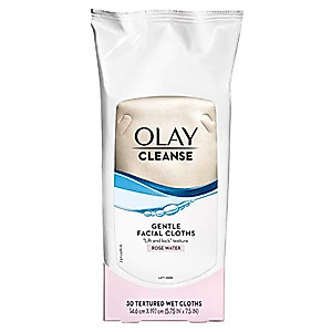 Olay Cleanse Makeup Remover Cleansing Face Wipes, Daily Facial Towelettes, Rose Water, 25 Count, 3 Pack.