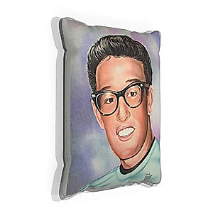 Buddy Holly Canvas Throw Pillow for Couch or Sofa at Home & Office by Artist Mike Bennett 13" x 19".