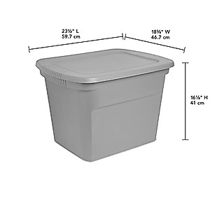Sterilite 18 Gal Storage Tote, Stackable Bin with Lid, Plastic Container to Organize Clothes in Closet, Basement, Gray Base and Lid, 8-Pack