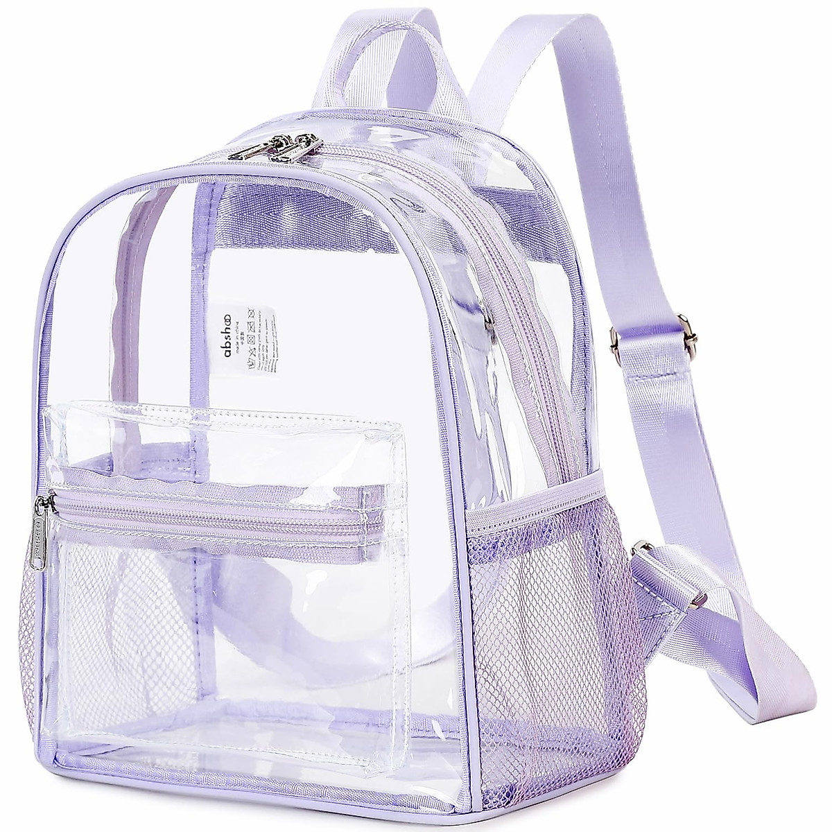 abshoo Clear Mini backpack Stadium Approved 12x12x6 Clear Bag Transparent Small Backpacks (Purple)