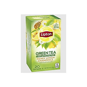 Lipton Decaffeinated Green Tea Bags for Health and Wellness, Honey, Lemon, Chamomile, 20 Count (Pack of 6)