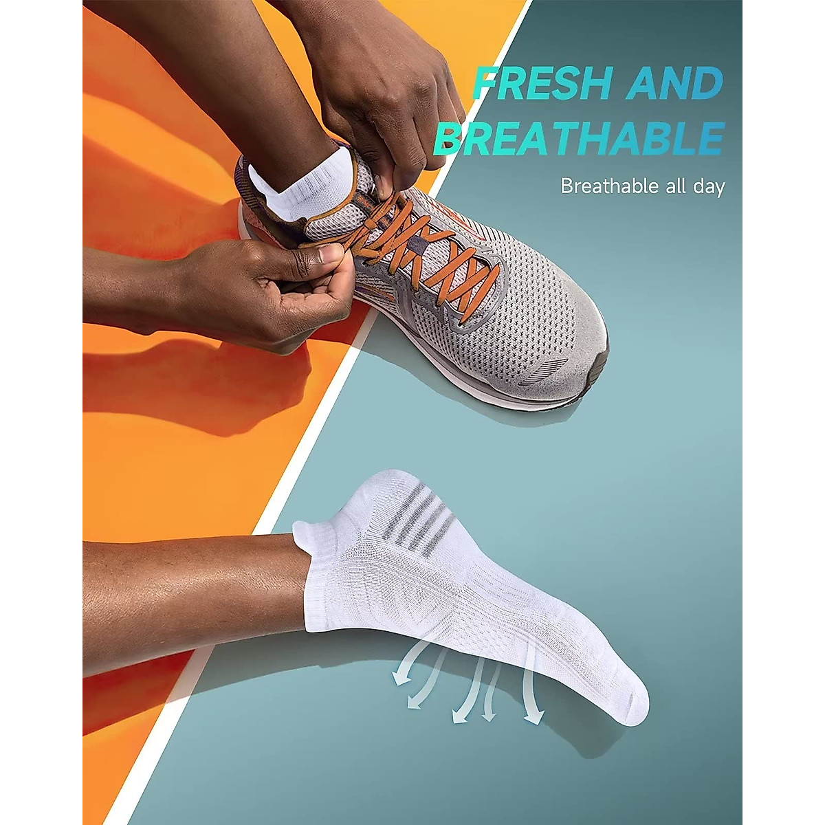 TANSTC Socks for Women & Men 6 Pairs, No-Show Running Socks, Ankle Socks Athletic Cushioned Breathable Low Cut Tab With Arch Support