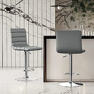 NicBex Swivel Bar Stools Modern PU Leather Adjustable Barstools, Kitchen Island Counter Bar Stools Set of 2,(Grey Color)