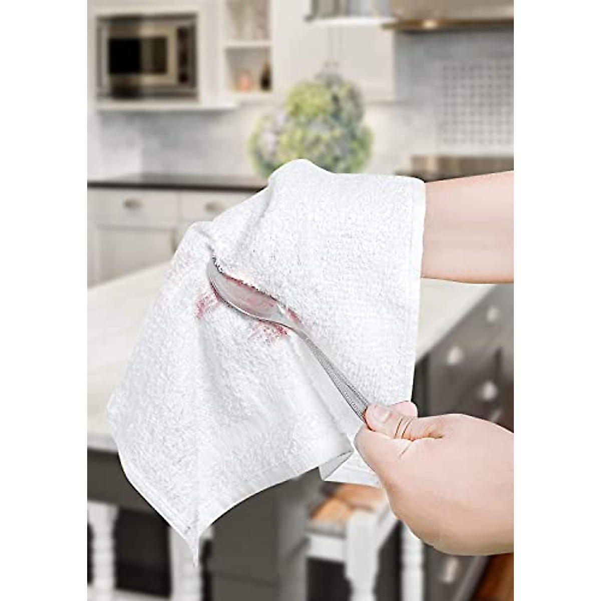 Cotton Terry Towels Cleaning Cloths, 100% Cotton Terry Cloth Bar Rags White Bar Towels, Multipurpose High Absorbent Terry Towels for Cleaning Auto Detailing or Painters- White- 12"x12" (500 Pack)