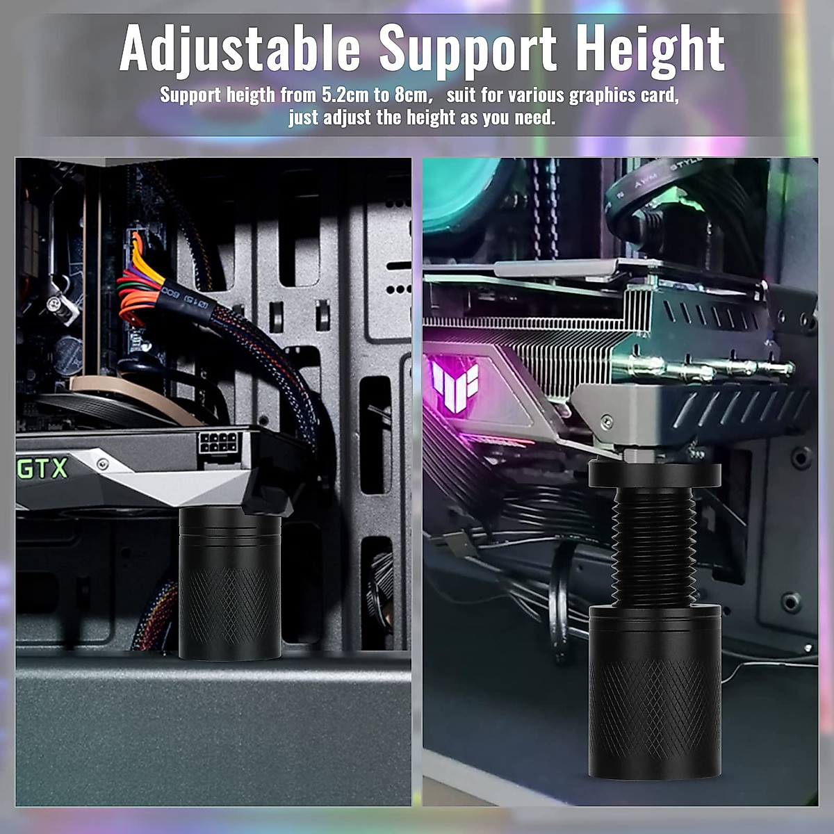 Graphics Card GPU Support Bracket, Heavy-Duty GPU Graphics Card Stand Anti Sag GPU Holder GPU Sag Bracket Video Card Mini GPU Mount Brace for Prevent Graphics Card ,Medium 2-3.15 in Adjustable