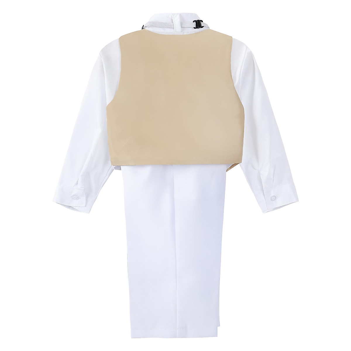 Dressy Daisy Baby Boys Classic Tuxedo White Suit 5 Pcs Set Formal Dress Wear Wedding Outfit with Jacquard Vest Size 18-24 Months