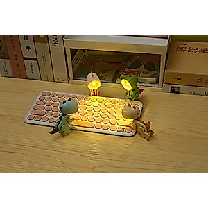 WNWNYA 3 PCS Mini LED Desk Lamp Cute Small Phone Holder, Animal Shaped Night Light Adjustable Phone Holder, Portable Reading Desk Night Light for Children Students (E-3 Colors (Dinosaur))