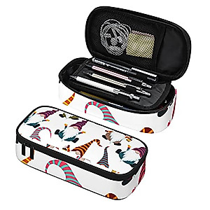 Xmas Funny Gnomes Pencil Pouch, Pencil Bag Flip Pen Box, Large Capacity Compartment Pencil Pouches School Teenagers Boys And Girls