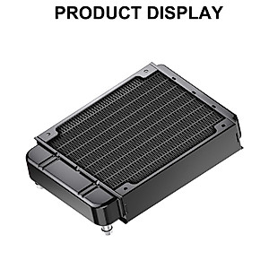 Clyxgs Water Cooling Radiator, 8 Pipe Aluminum Heat Exchanger Radiator with Fan for PC CPU Computer Water Cool System DC12V 80mm Black