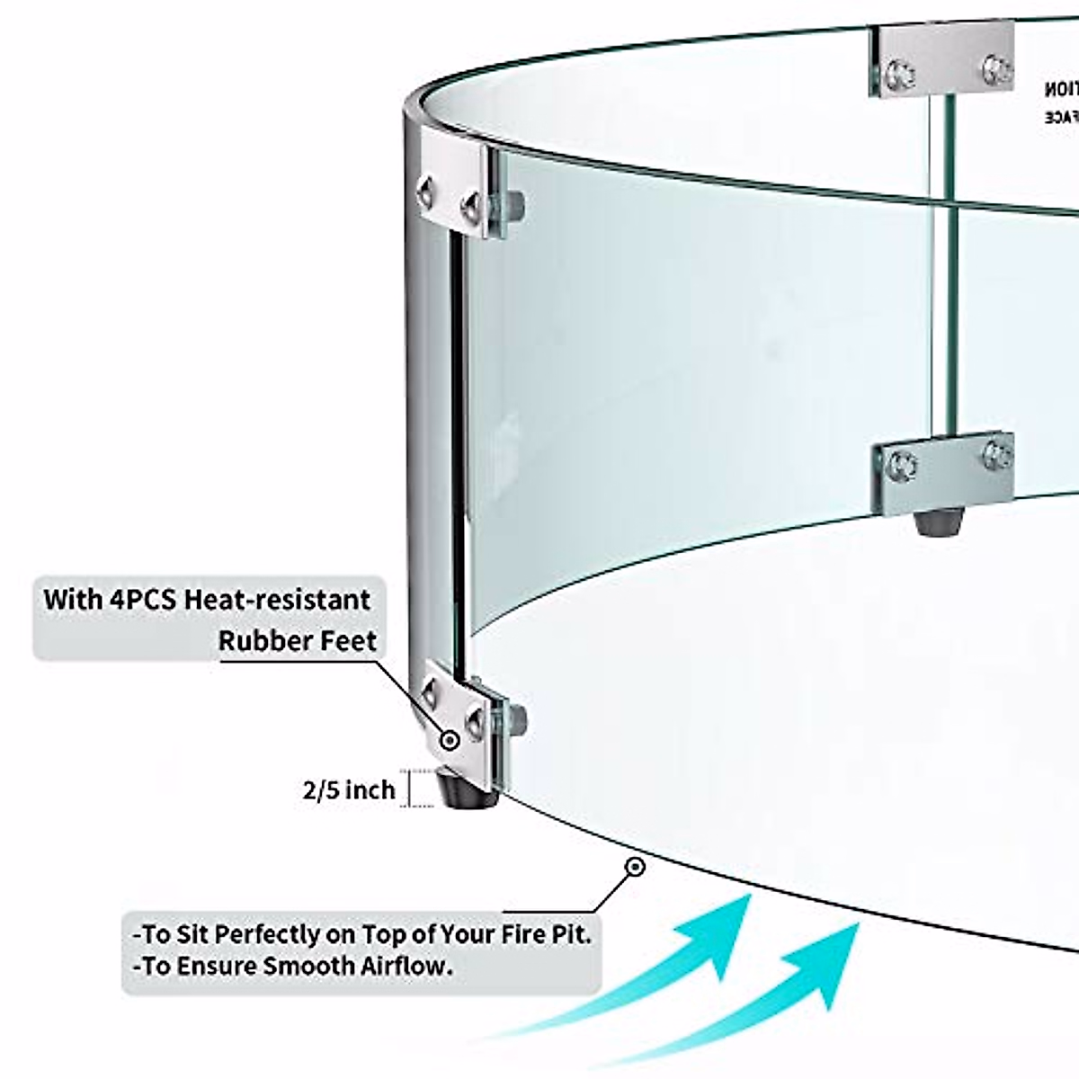Skyflame Fire Pit Glass Wind Guard Round, 33 x 7 inches Tempered Glass Flame Shield, Fits 31” Round Fire Pit Burner Pans, Fire-Resistant Windscreen Set