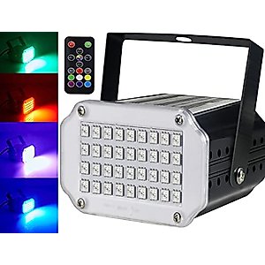 DJ Disco KTV Bars Lights Strobe Lights Stage Light 36 LED Mini Disco LIghts Flash Strobe Lighting with Sound Activated and Speed Control for Party Wedding (multil with a remote control)
