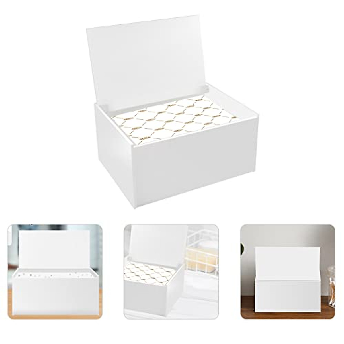 Watpot Acrylic Laundry Dryer Sheet Holder, Clear Dryer Sheets Container with Lid for Laundry Room, White