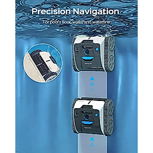 WYBOT Cordless Robotic Pool Cleaner, Ultra Strong Suction, Wall Climb Pool Vacuum with Intelligent Route Planning, Lasts 110Mins, Triple-Motor, Ideal for In-Ground Pools Up to 60 Feet (Black)