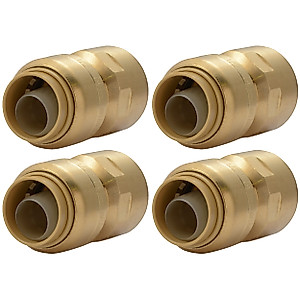 SharkBite 1/2 x 1/2 Inch FNPT Adapter, Pack of 4, Push To Connect Brass Plumbing Fitting, PEX Pipe, Copper, CPVC, PE-RT, HDPE, U072LFA4