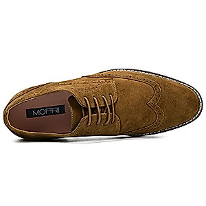 Mofri Men's Oxford Shoes Wingtip Dress Shoes Lace Up Shoes(Brown Suede,10)