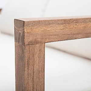 Merax 2-Piece Outdoor Acacia Wood Loveseat Sofa Couch with Coffee Table,Patio Furniture Conversation Set for Backyard