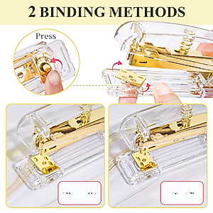 NiOffice Gold Desk Organizer Set with Acrylic Accessories - Includes Stapler, Tape Holder, Pen Holder, Scissors, Phone Holder, Binder Clips, Staple Remover and 1000 Staples