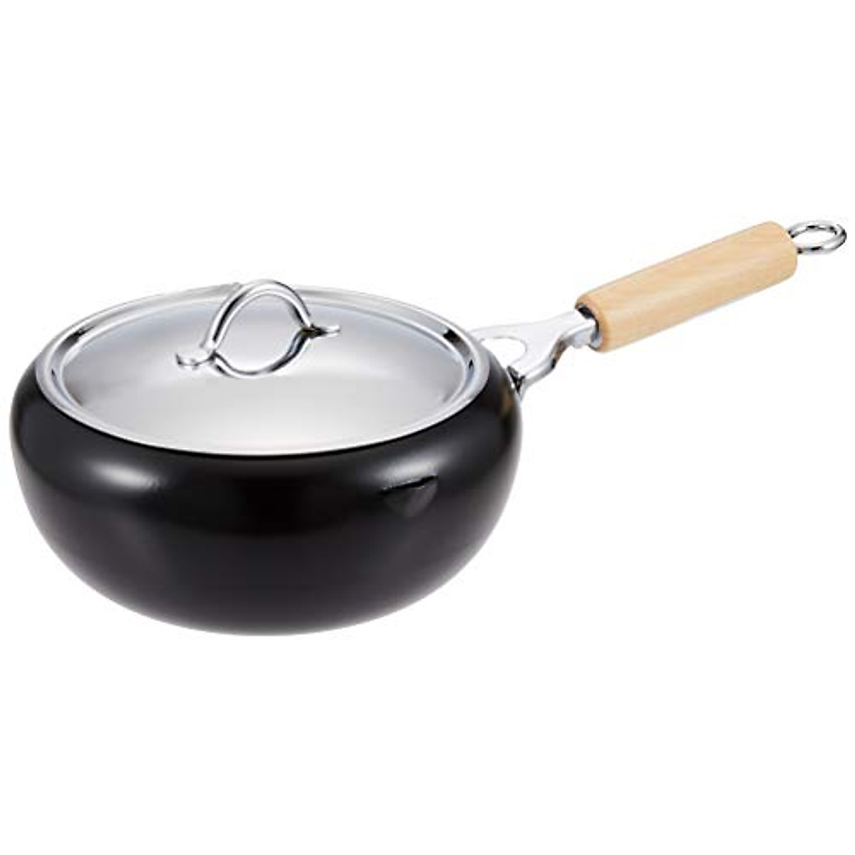 EPOLAS YL-IH20SF Yellow Line Induction Compatible, One-Handed Tempura Pot, 7.9 inches (20 cm) (With Lid)