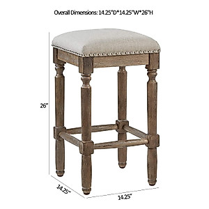 Ball & Cast Counter Height Barstool Upholstered Counter Stool Weathered Oak Finish 2-Pack 26" H