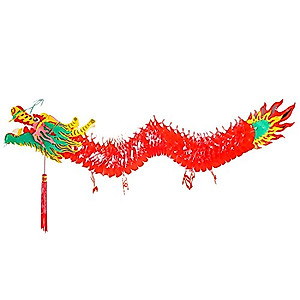 Bememo 3D Chinese New Year Dragon Garland Hanging Decoration (4.92 Feet)