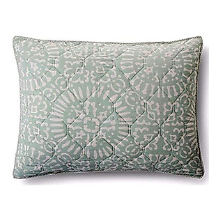 Threshold Tile Medallion Standard Quilt Sham 26x20" light green/white