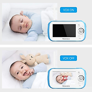 TENKER Video Baby Monitor with Camera and Audio, 4.3 LCD Baby Monitor with Night Vision, Non-WiFi, VOX, Lullaby, Two Way Talk, Temperature Detection, 270°Pan-Tilt-Zoom and Video Record