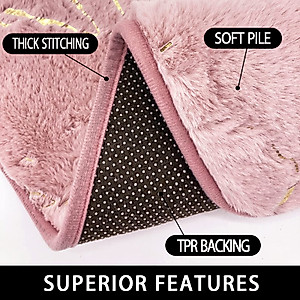 Eanpet Marble Bathroom Rugs Nonslip Pink Bathroom Mats Ultra Soft Washable Bath Mats for Bathroom Floor Mats Carpet Water Absorbent Shower Rug Decoration for Kitchen Bedroom Living Room