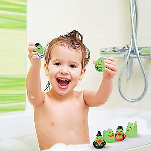 ArtCreativity Halloween Glow-in-The-Dark Mini Rubber Duckies, Set of 24, Variety of Halloween Characters, Trick or Treat Supplies, Goodie Bag Fillers, Party Favors, Halloween Themed Bathtub Toys