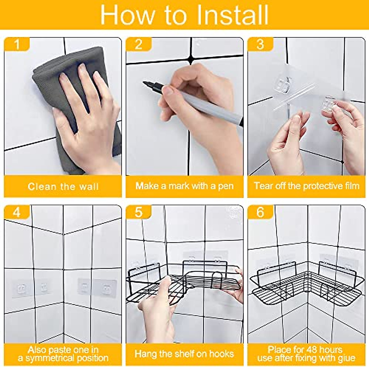 KOPORASION Corner Shower Caddy, Shower Shelves Basket Rack with Adhesive Hooks and Soap Dish,RustProof Stainless Steel Shower Organzier for Bathroom Storage, Toilet,Kitchen (3 Pack)