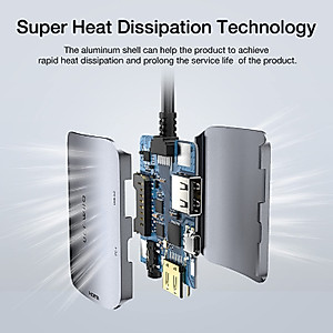 USB C Hub Adapter, USB C HDMI Mini Dongle, 6 in 1 USB C Hub Multiport Adapter with 4K HDMI, 100W PD, USB 3.0, SD/TF Card Reader, 3.5mm Audio for MacBook Pro/Air, iPad, Dell XPS & Other Type-C Devices