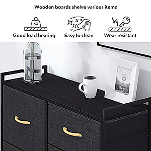 ROMOON Dresser Storage Drawer, 5 Fabric Units Organizer and Storage for Bedroom, Hallway, Entryway, Closets - Dark Gray