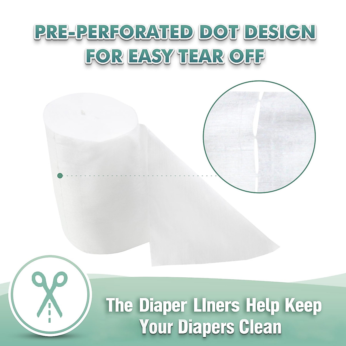 wegreeco 100% Bamboo Unscented Diaper Liners,Fragance Free and Chlorine Free - 100 Sheets Per Roll (1 Roll, Bamboo)