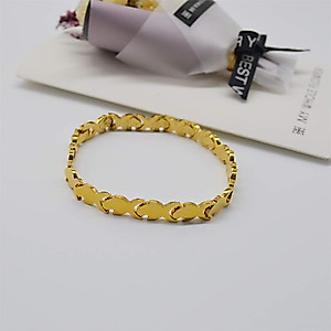 LVYE 18K Gold Plated Chain Bracelet, Heart Designs, Forever Love Solid Brass Bracelet