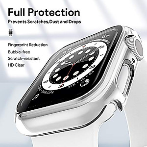 2 Pack HATOSHI for Apple Watch Case 40mm Series SE, 6, 5, 4 with Built-in Tempered Glass Screen Protector, Ultra-Thin All Around Protective Glass Screen Cover for iWatch 40mm, Clear