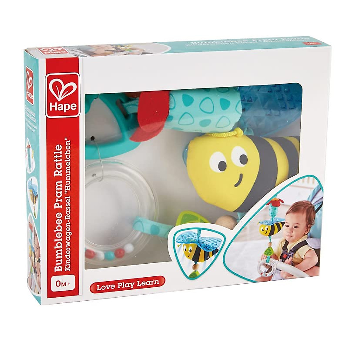 Hape Bumblebee Pram Rattle | Clip-On Rattle Pram Bassinet and Pushchair Baby Toy – Suitable for Newborns,Multicolor, L: 15, W: 1.8, H: 4.3 inch