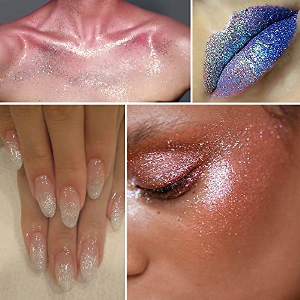 Wismee Glow in The Dark Body Face Glitter Gel, 6 Colors Chunky Holographic Body Glitter Makeup for Body, Face, Hair, Eyeshadow, Glitter for Halloween, Resin, Tumblers, Craft, Cosmetic & Nail Art