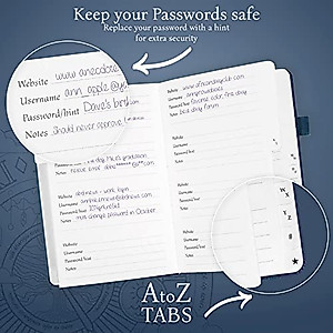 Legend Planner Password Book with Alphabetical tabs. Internet Address Keeper Logbook. Journal for Website Logins, Pocket 4x5.5" (Mystic Blue)