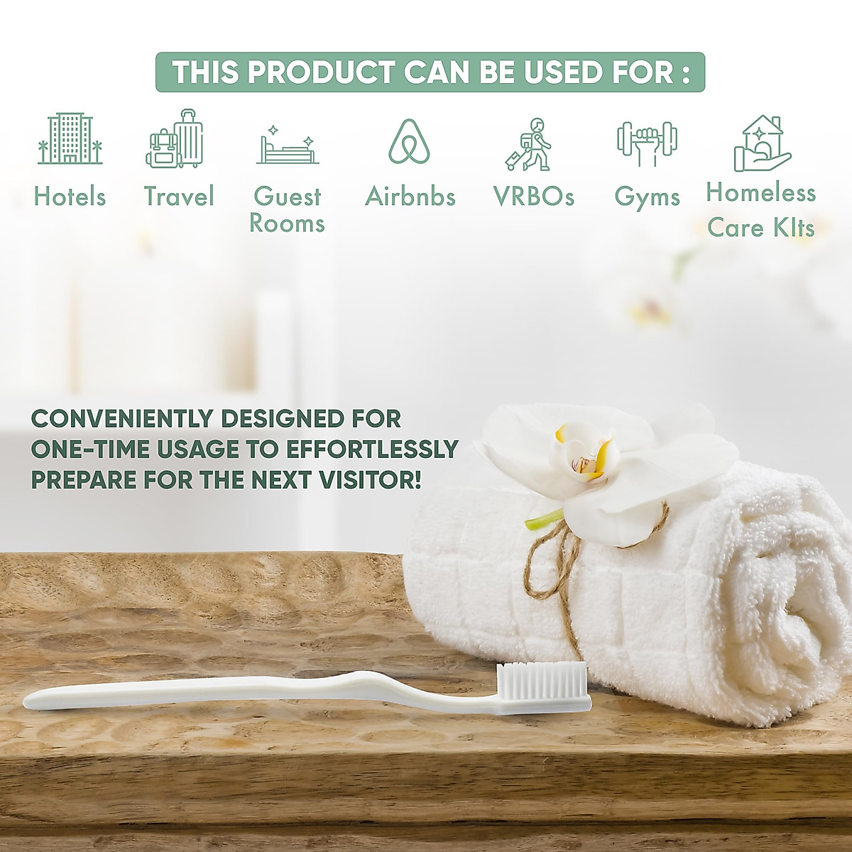 Diversified Hospitality 144 Pack Individually Wrapped Disposable Toothbrush | Bulk Travel Toothbrushes | Disposable Manual Tooth Brush for Hotels Guest Rooms, White