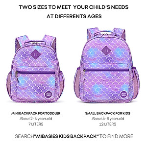 mibasies Toddler Backpack for Girls 2-4, Kindergarten Backpack for Girls, Mermaid Backpack for Preschool Daycare, Mini, Mermaid Tail