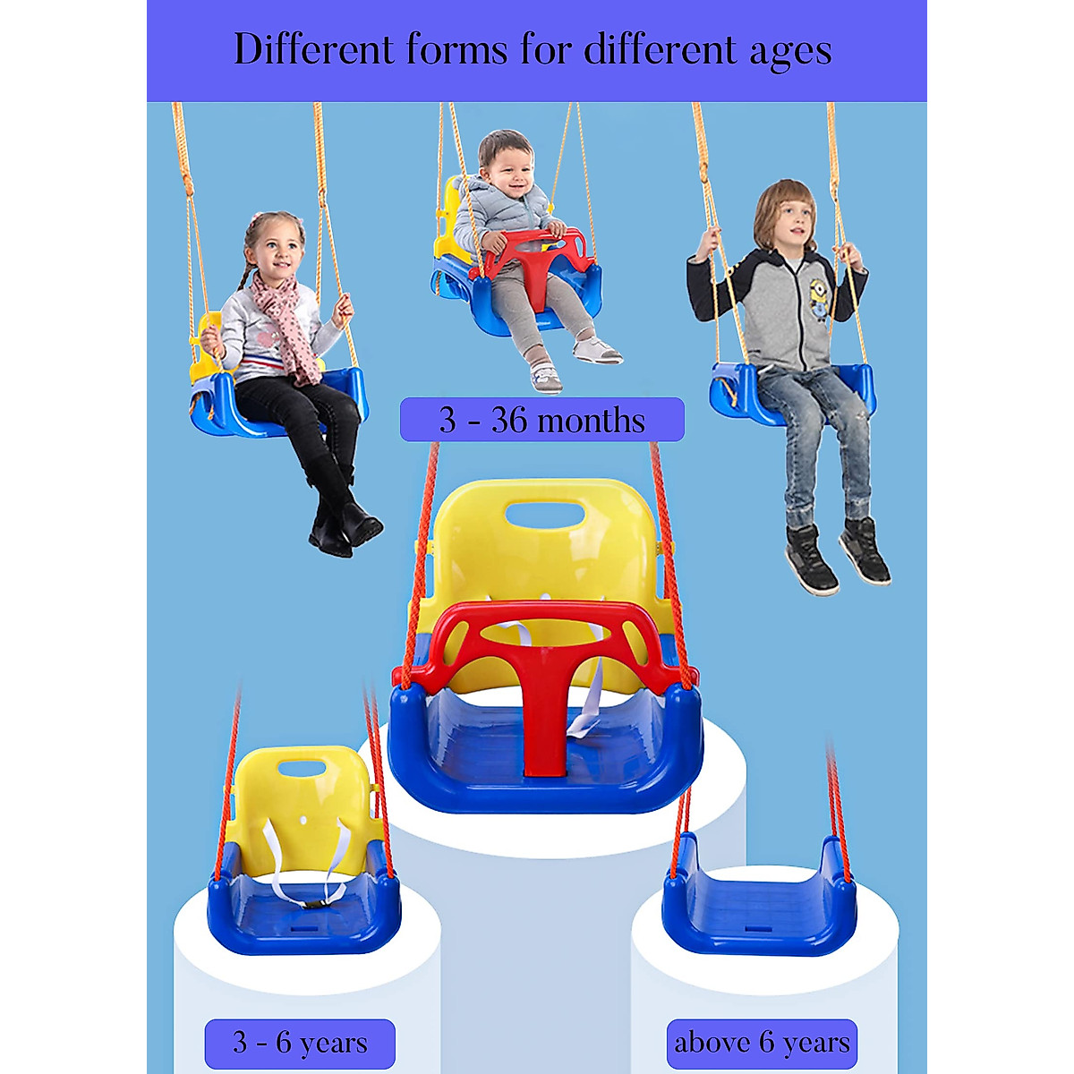 3-in-1 Swing Set Baby Jumper and Bouncers for Toddler, Baby Swing is Suitable for Indoor and Outdoor Play, with a Foldable Metal Stand for Easy Storage, and Comes with Instructions for Easy Assembly.