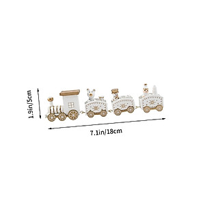 IWOWHERO 1pc Christmas Train Desktop Wooden Trains Mini Christmas Tree Xmas Train Sculpture Wooden Christmas Train Christmas Train Set Birthday Cake Ornament Train Cake Decor White