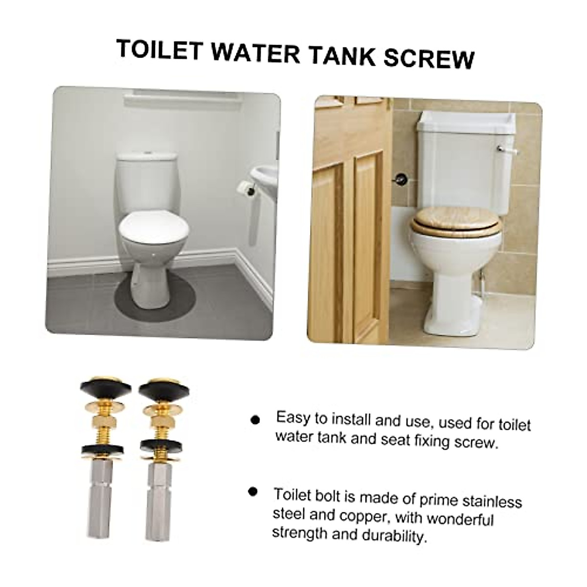 Housoutil 3sets Toilet Accessories Universal Toilet Seat Screws and Bolts Set for Easy Installation 2pcs*3